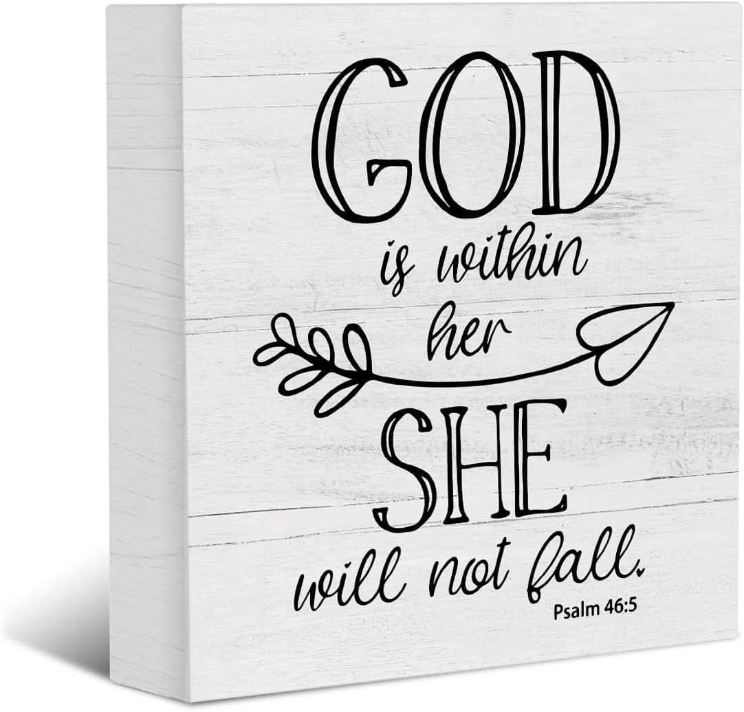 Wood Box Sign 7x7 Inch Christian Wood Block Plaque Box Signs Farmhouse ...