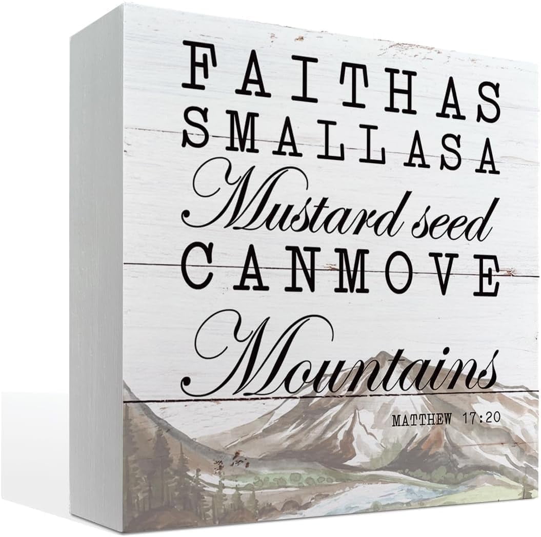 Wood Box Sign 7x7 Inch Christian Decor Box Sign Tabletop Decor Wood ...