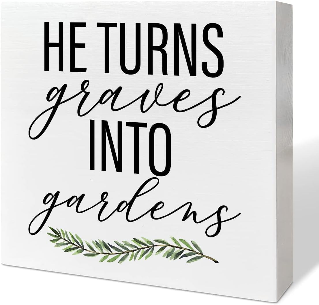 Wood Box Sign 7x7 Inch Christian Desk Wooden Box Sign Decor He Turns ...