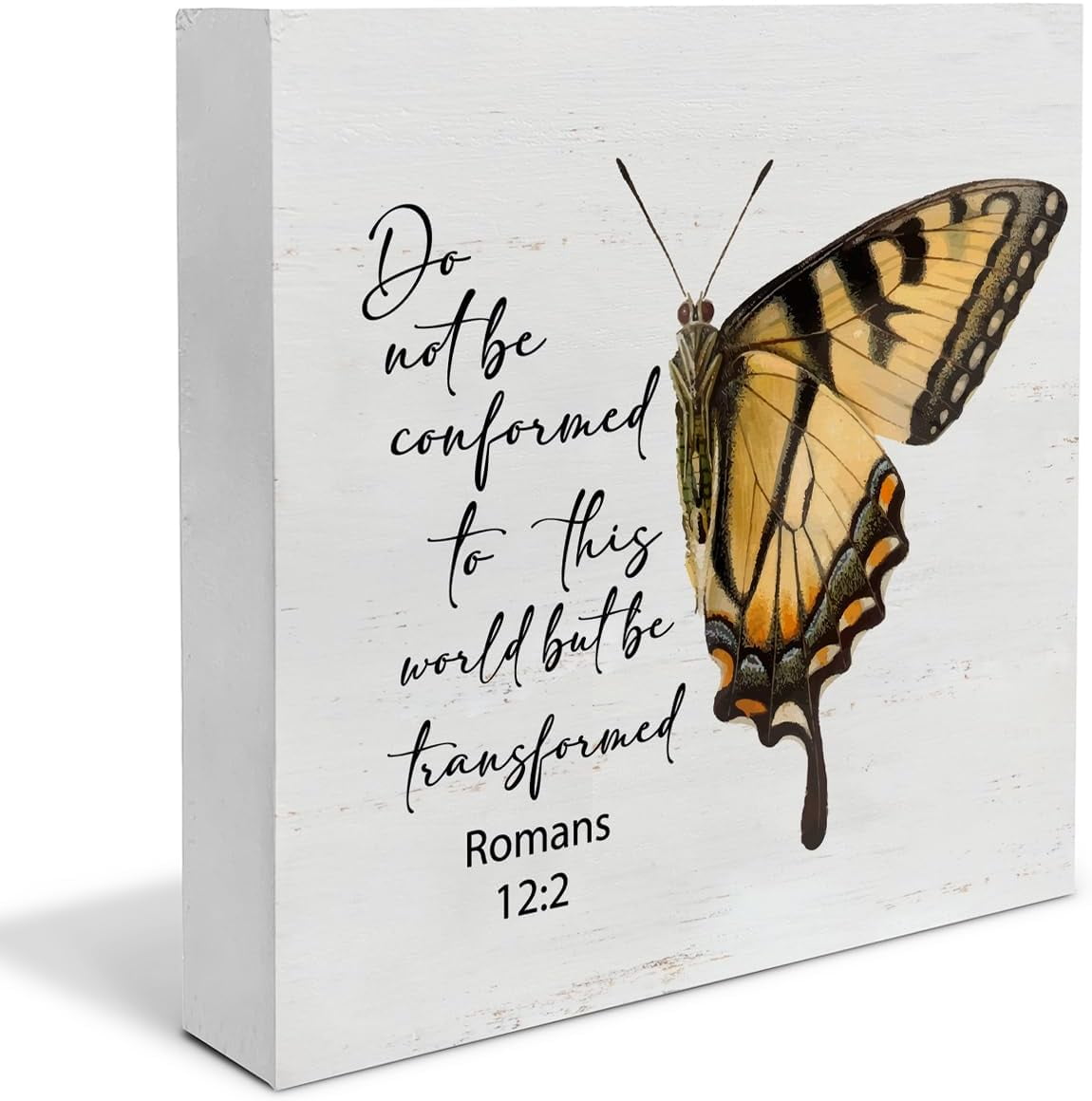 Wood Box Sign 7x7 Inch Christian Gifts Inspirational Bible Verse Wooden ...