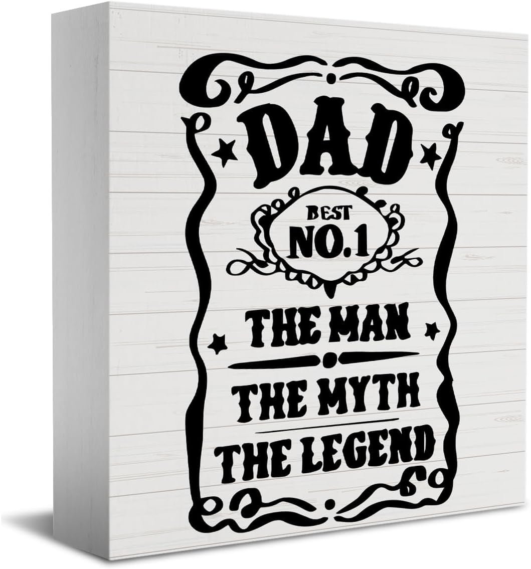 Wood Box Sign 7x7 Inch Dad Birthday Gift Best Dad Ever Gifts Desk Decor ...