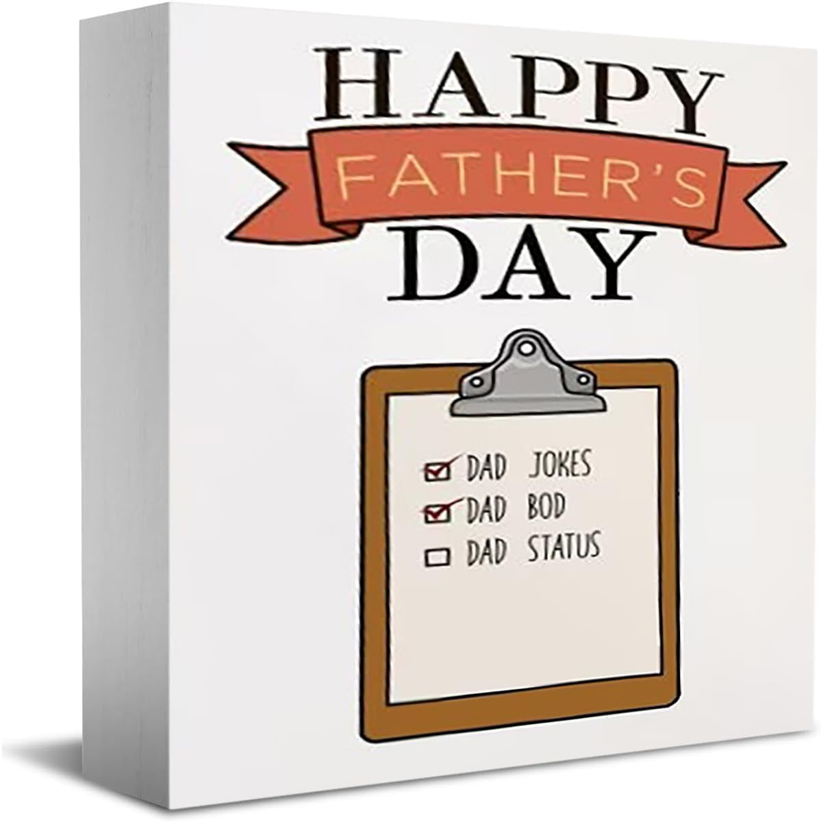Wood Box Sign 7x7 Inch Dad Jokes Dad Bod Dad Status Father's Day Wooden ...