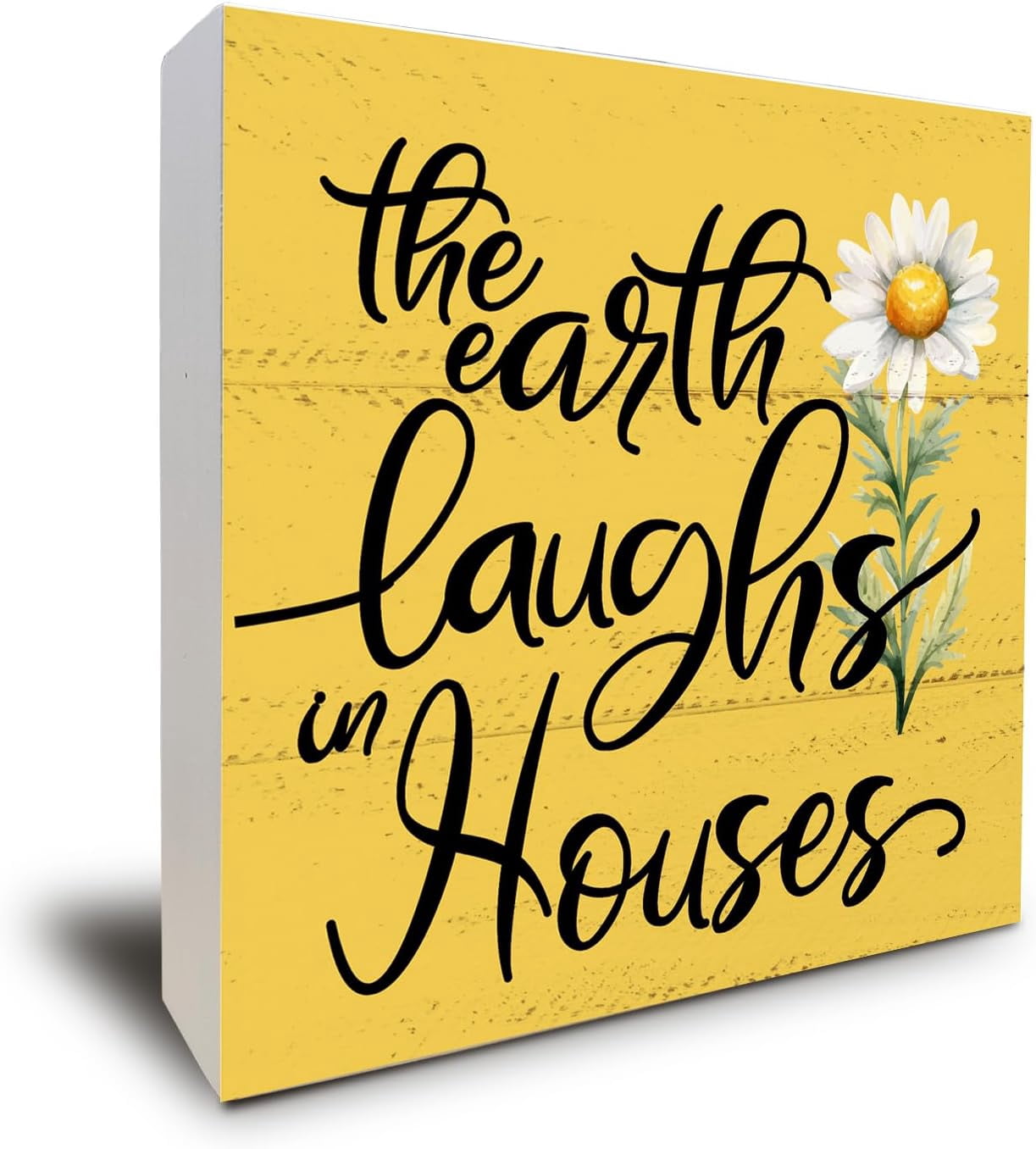 Wood Box Sign 7x7 Inch Daisy Wooden Box Sign Home Decor The Earth ...