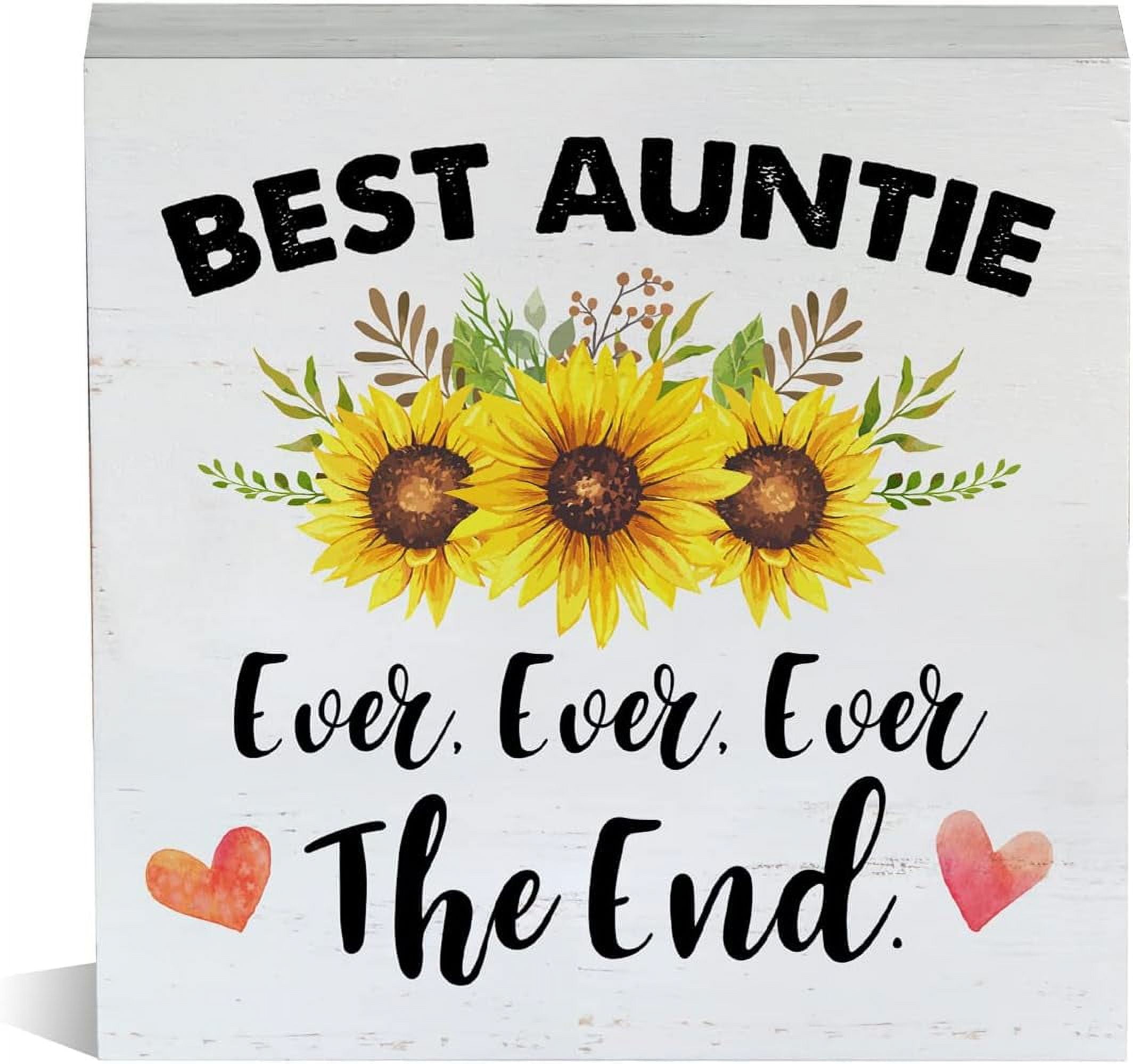 Wood Box Sign 7x7 Inch Farmhouse Sunflower Aunt Wooden Box Sign Rustic ...