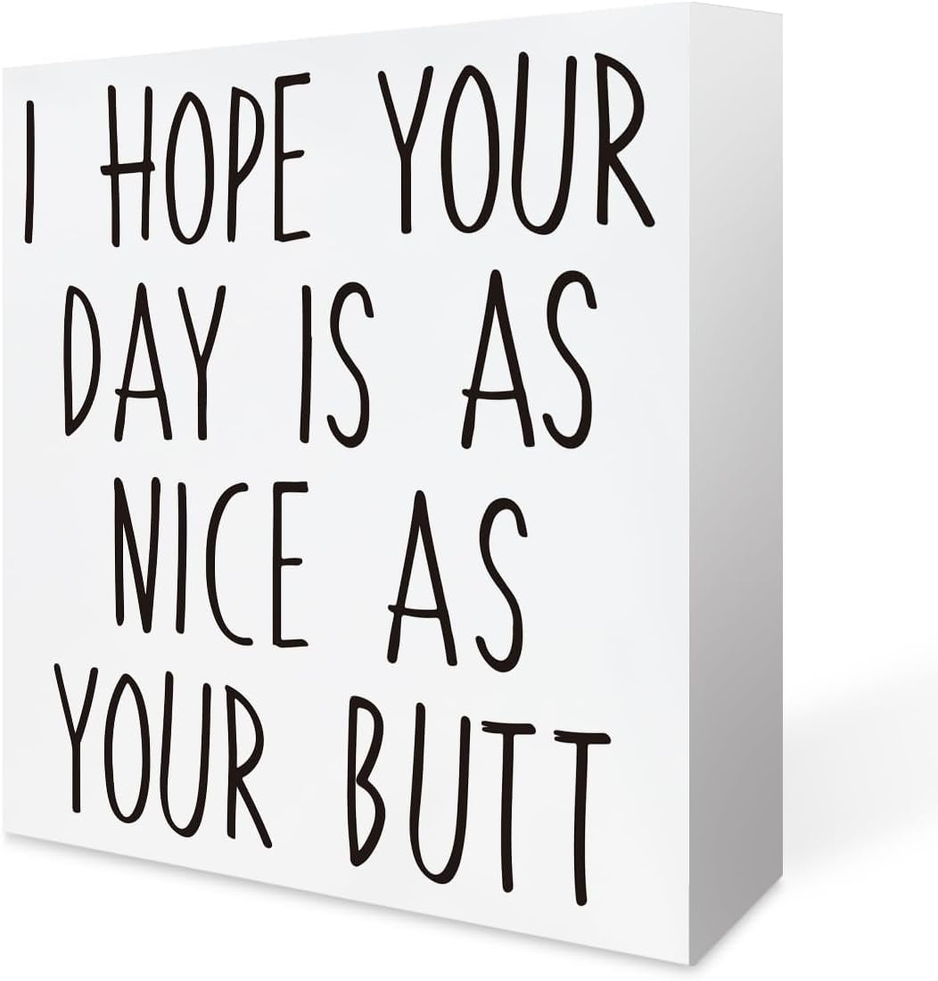 Wood Box Sign 7x7 Inch Funny Bathroom Wood Box Sign Desk Sign I Hope ...