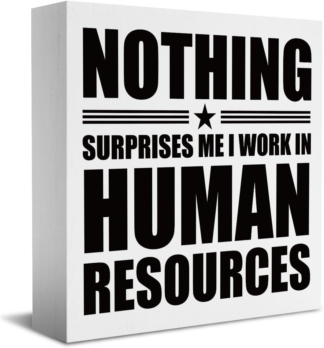 Wood Box Sign 7x7Inch Funny Office Gifts For Coworkers Hr Human ...