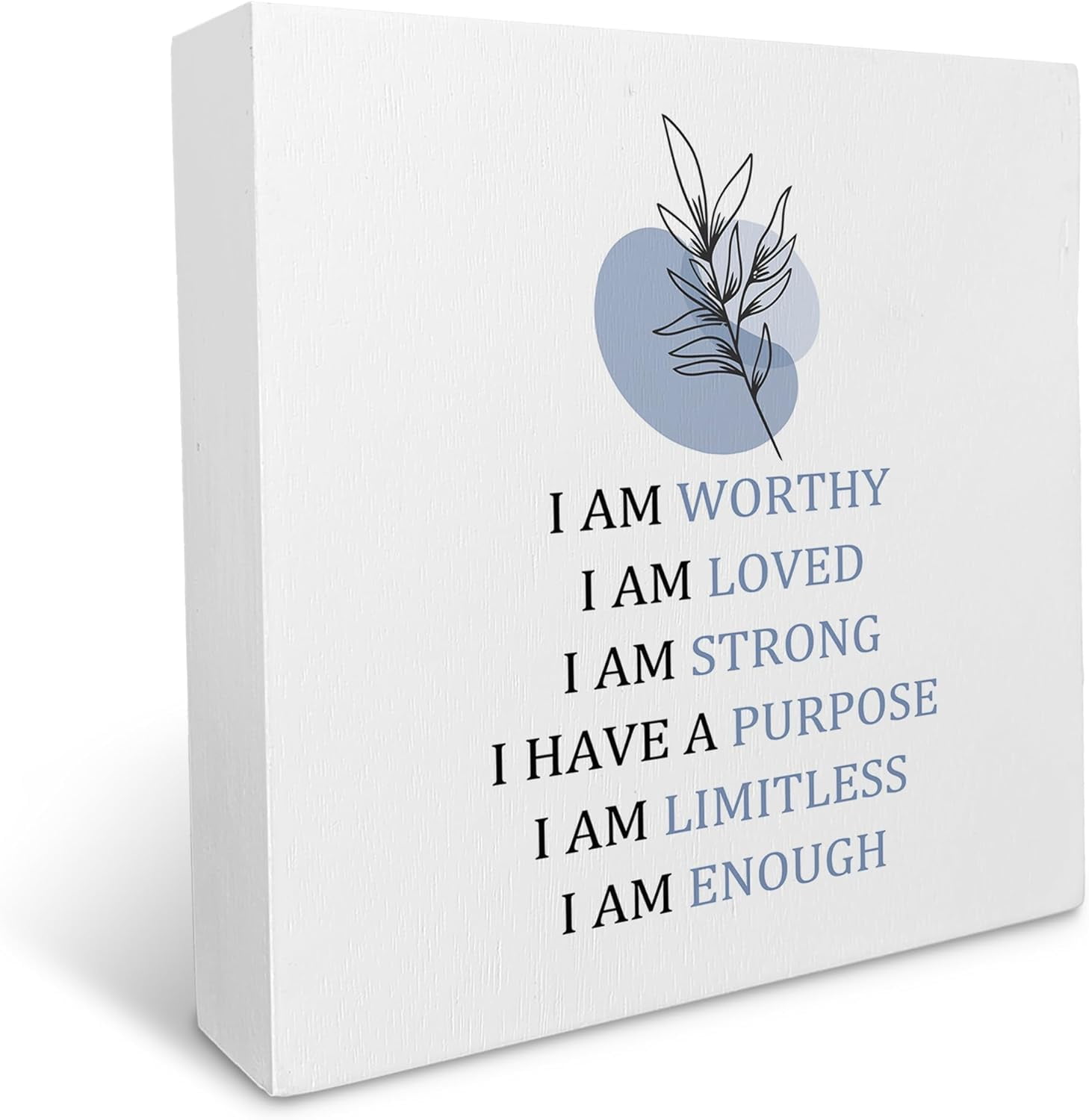 Wood Box Sign 7x7 Inch I Am Worthy Loved Strong Self Positive ...