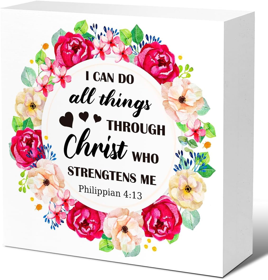 Wood Box Sign 7x7 Inch I Can Do All Things Through Christ Wood Block ...