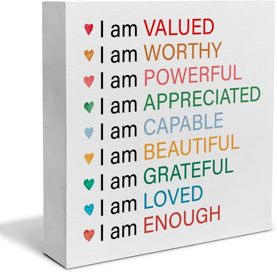 Wood Box Sign 7x7 Inch I Am Valued Quote Decorative Wooden Box Sign ...