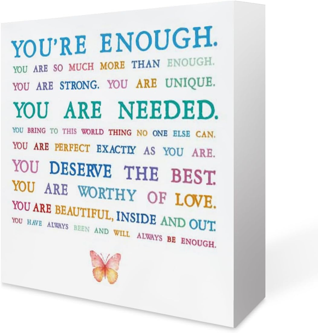 Wood Box Sign 7x7 Inch Inspirational Home Desk Wooden Box Sign Decor ...