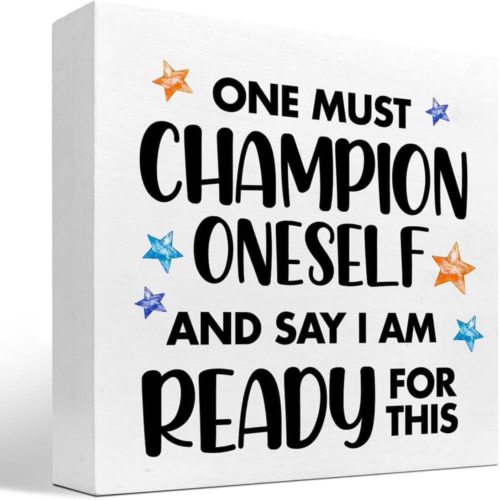 Wood Box Sign 7x7 Inch Inspirational Wood Sign One Must Champion ...