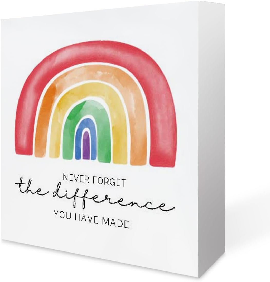 Wood Box Sign 7x7 Inch Inspirational Rainbow Decor Wooden Box Sign ...