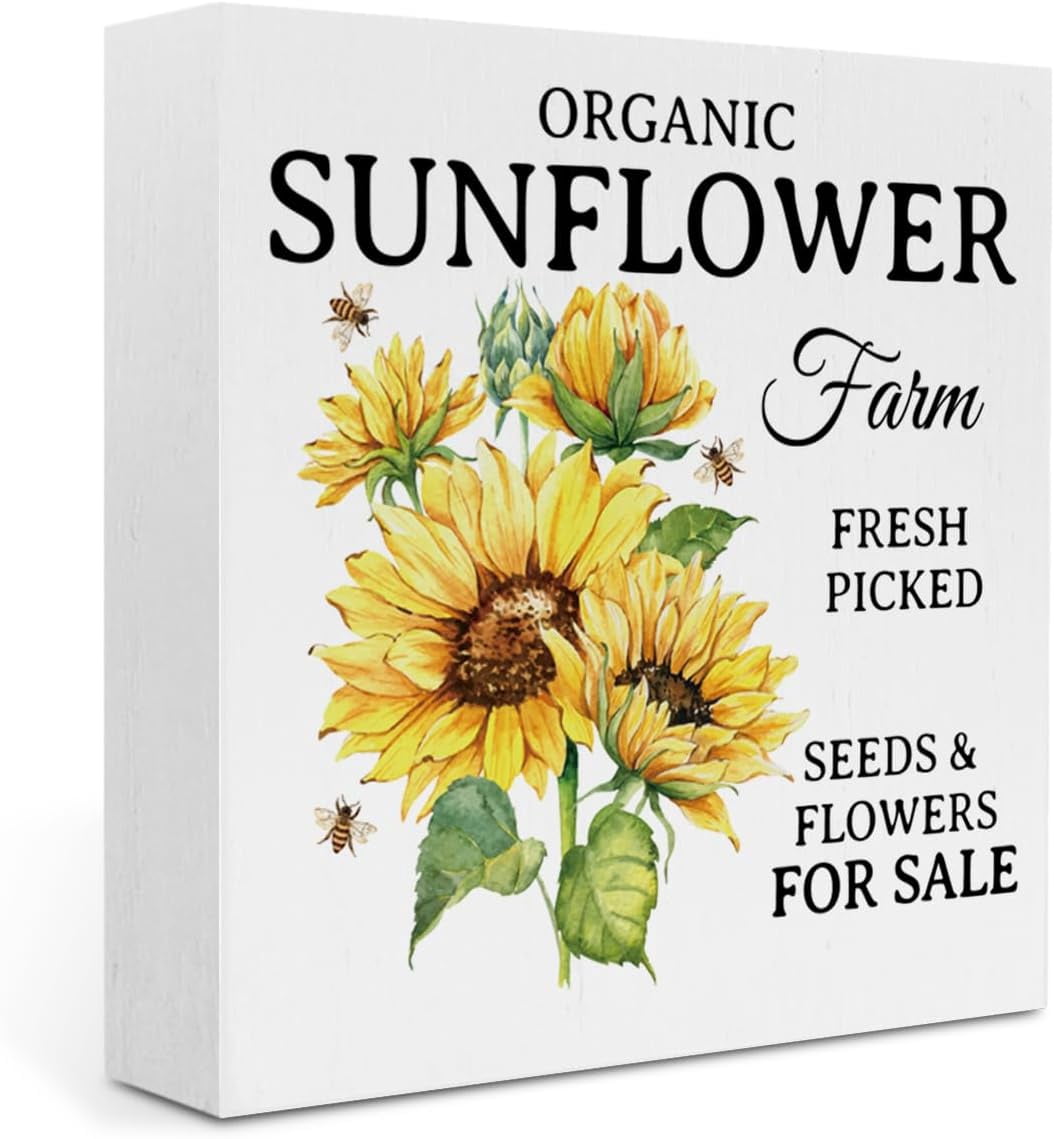 Wood Box Sign 7x7 Inch Inspirational Sunflower Decor Sunflower Gifts ...
