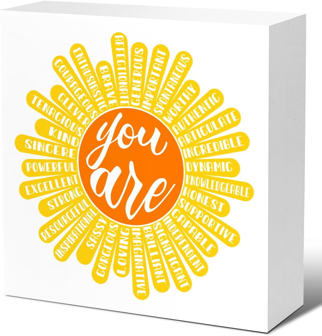 Wood Box Sign 7x7 Inch Inspirational Sunflower Wood Block Signs You Are ...