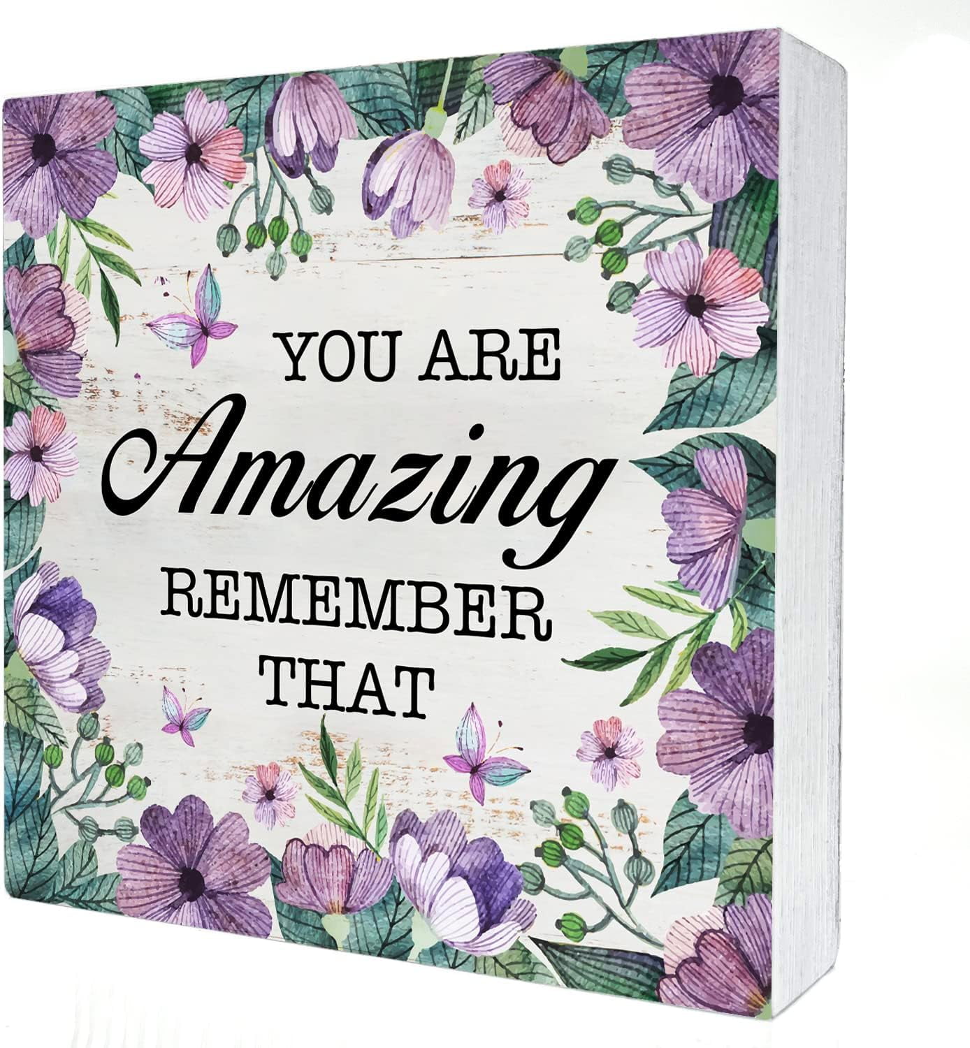 Wood Box Sign 7x7 Inch Inspirational You Are Amazing Remember That Wood ...