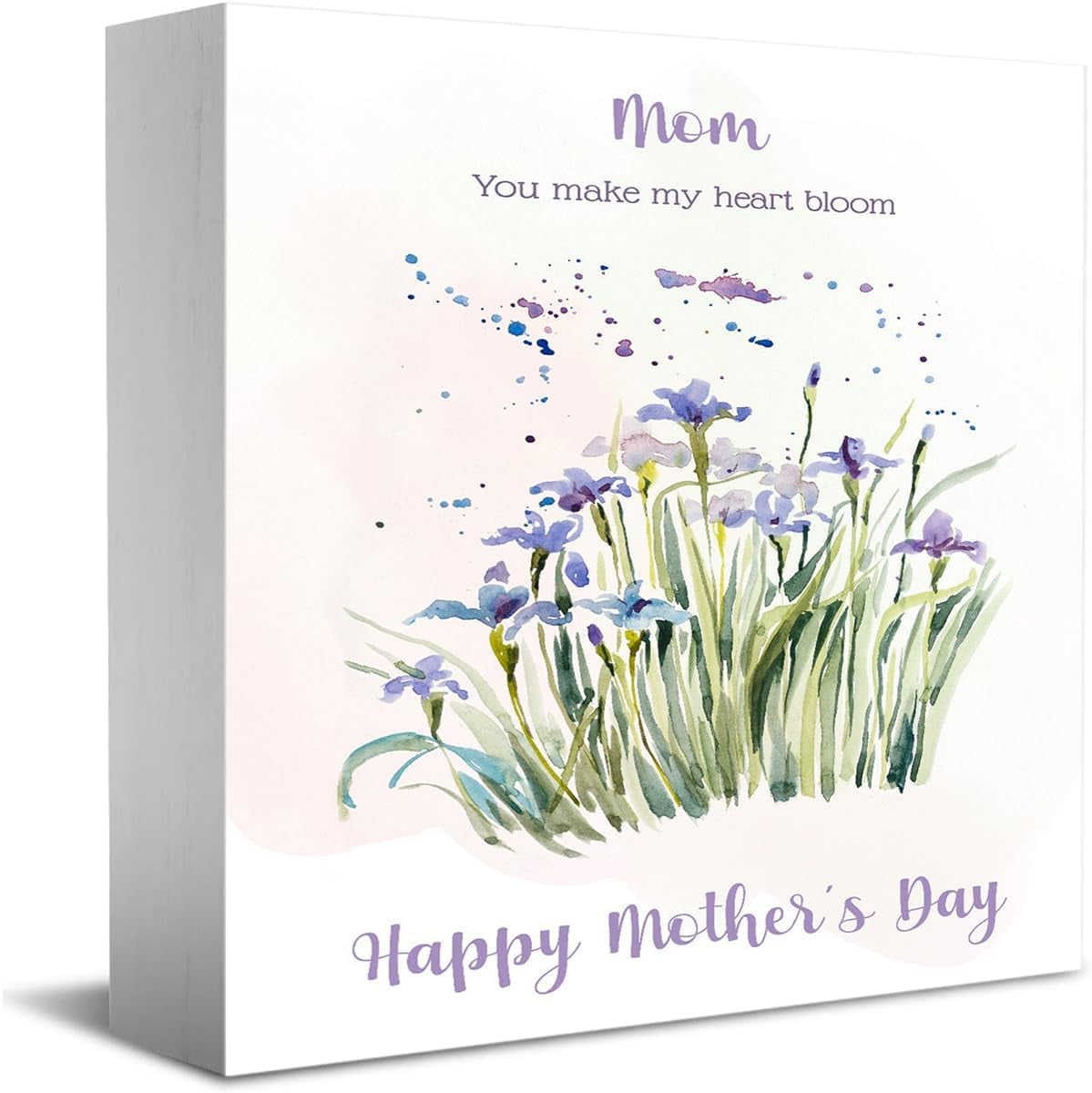 Wood Box Sign 7x7 Inch Iris Flowers Mother's Day Rustic Mother's Day ...