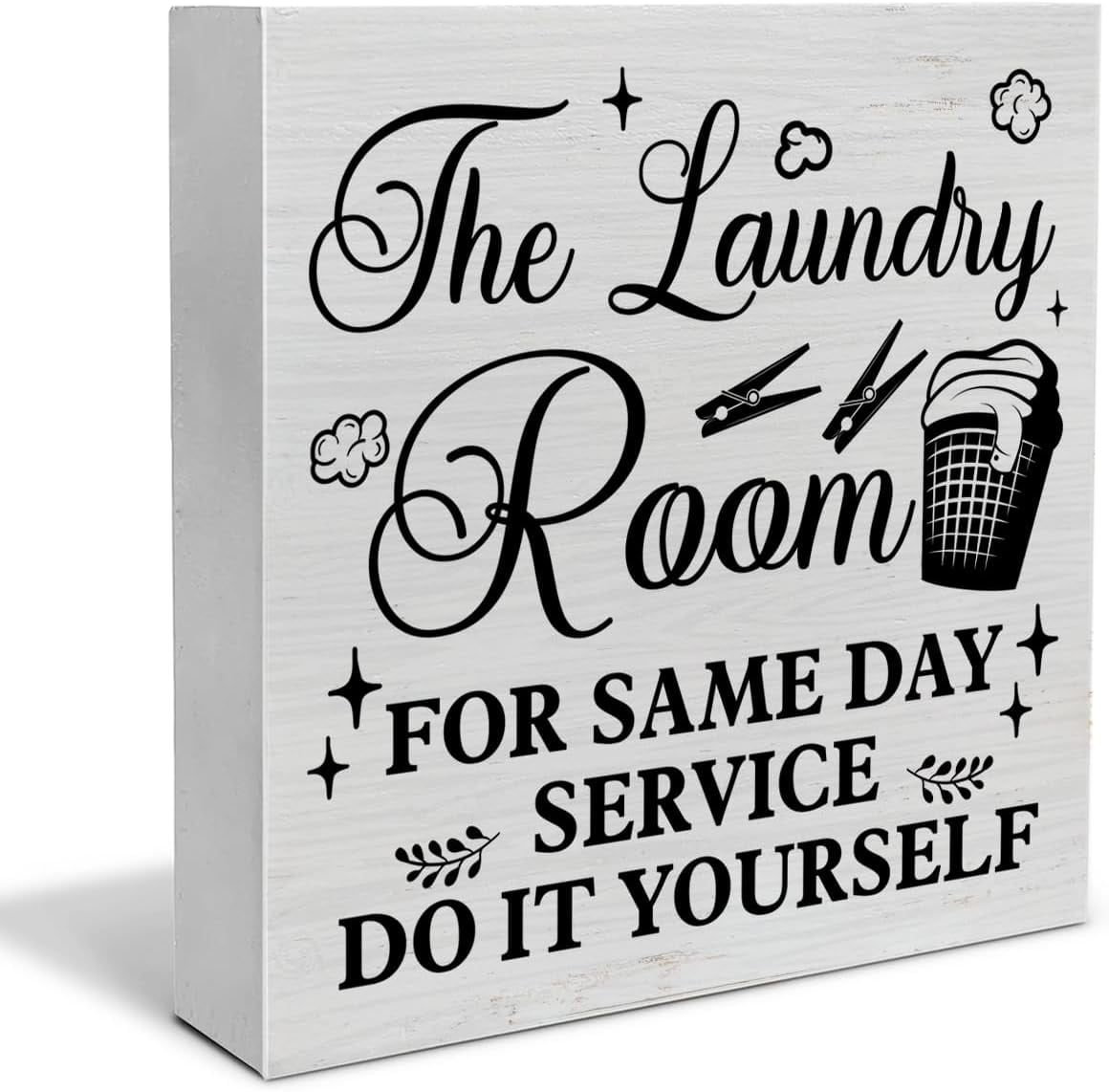 Wood Box Sign 7x7 Inch Laundry Room Decorative Wooden Box Sign Same Day Service Do It Yourself ...