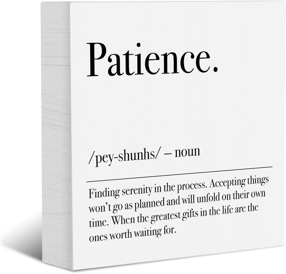 Wood Box Sign 7x7 Inch Motivational Patience Definition Decorative ...