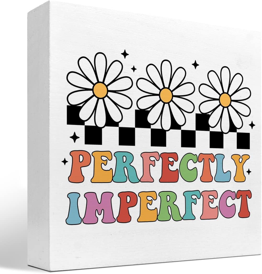 Wood Box Sign 7x7 Inch Perfectly Imperfect Inspirational Phrases Wood ...