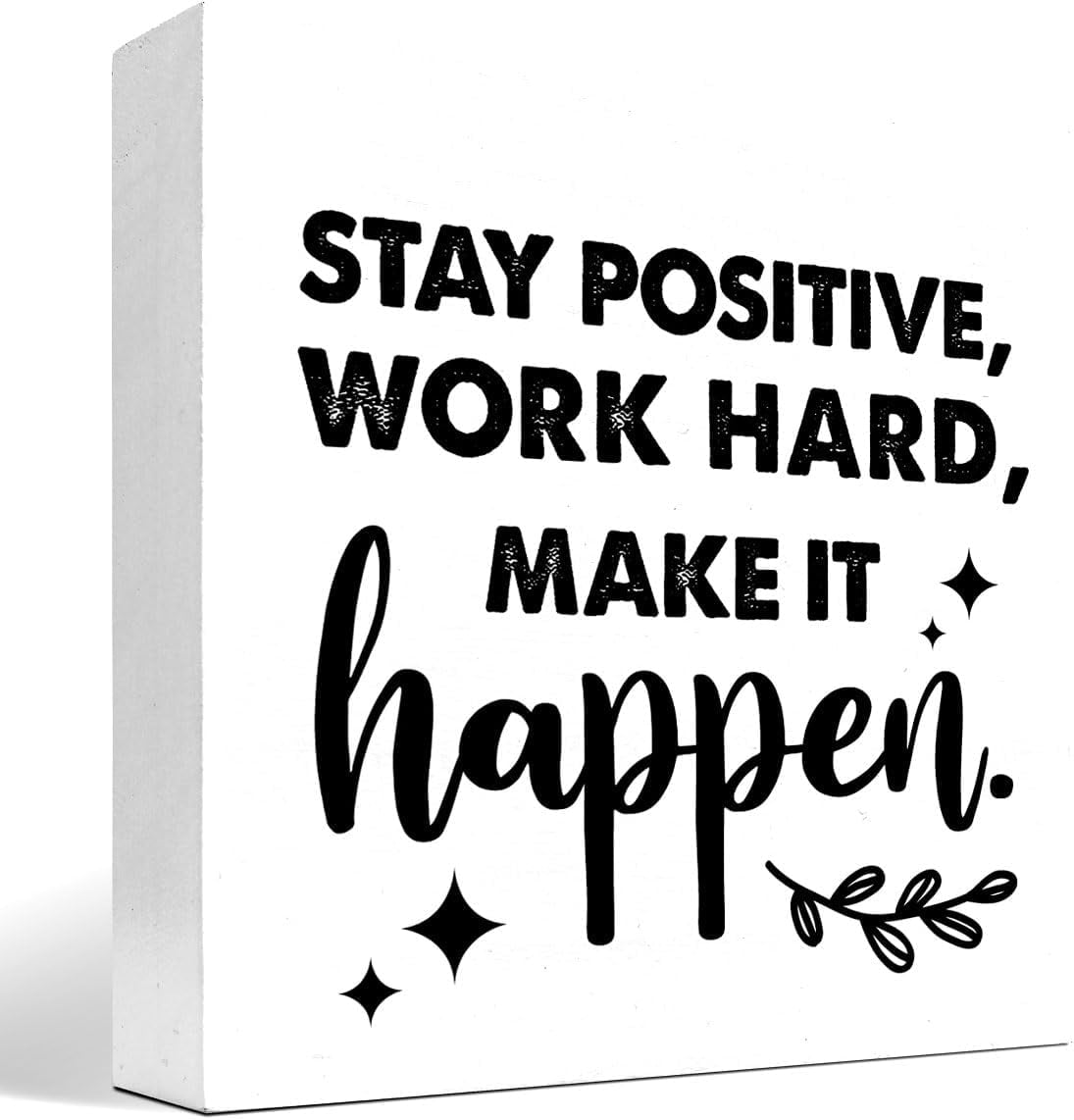 Wood Box Sign 7x7 Inch Positive Wood Box Sign Desk Decor Stay Positive ...