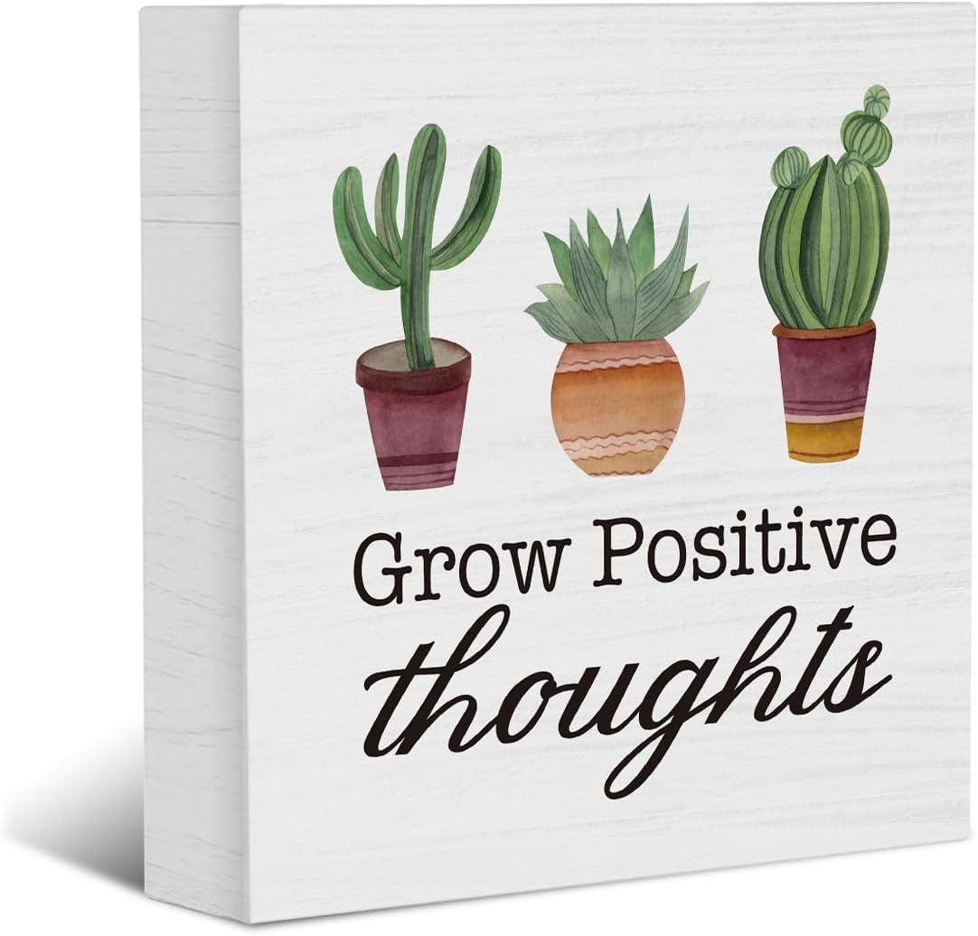 Wood Box Sign 7x7 Inch Quotes Wood Block Plaque Box Signs Farmhouse ...