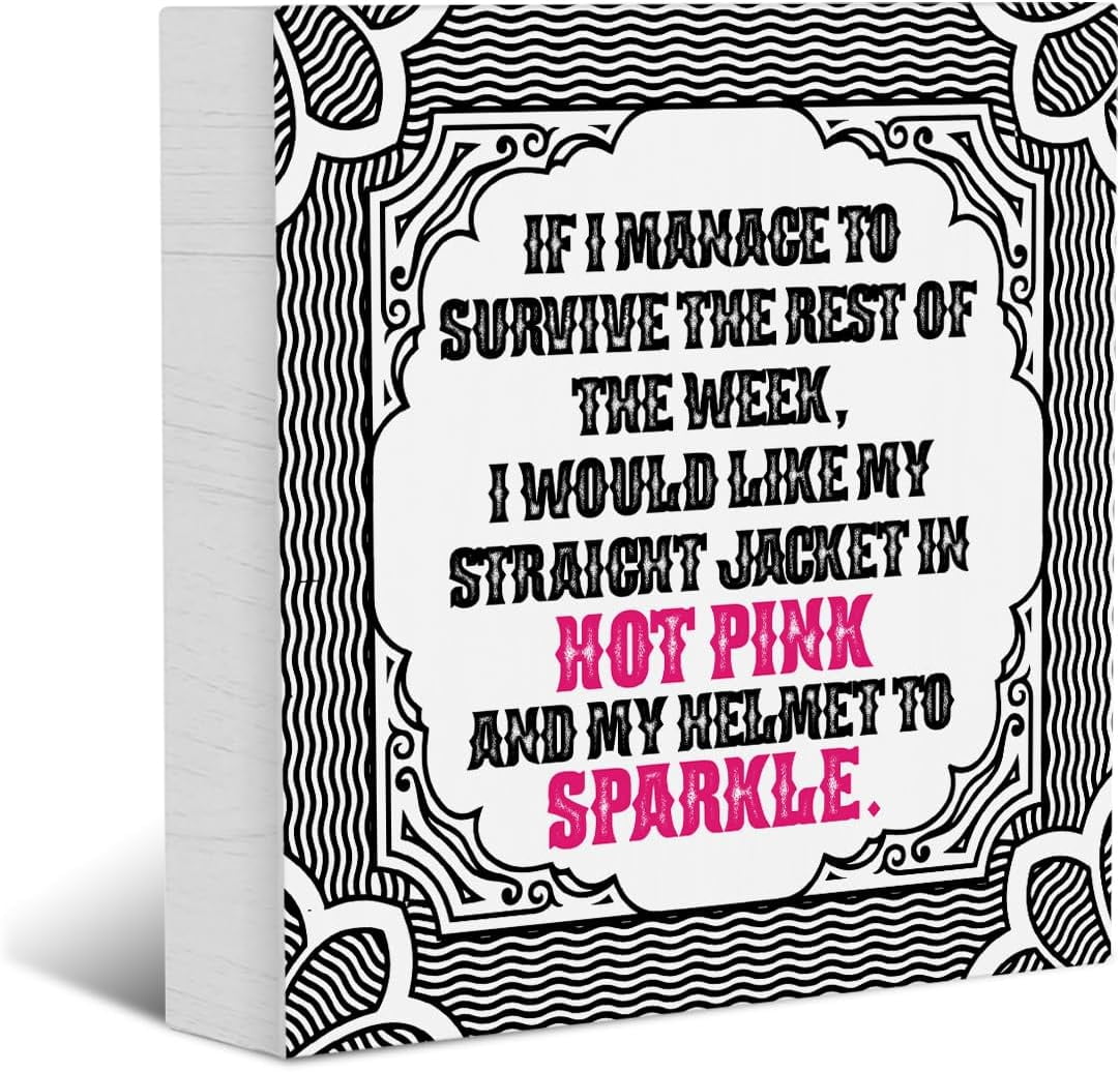 Wood Box Sign 7x7 Inch Quotes Decorative Wooden Box Sign Cubicle Decor ...