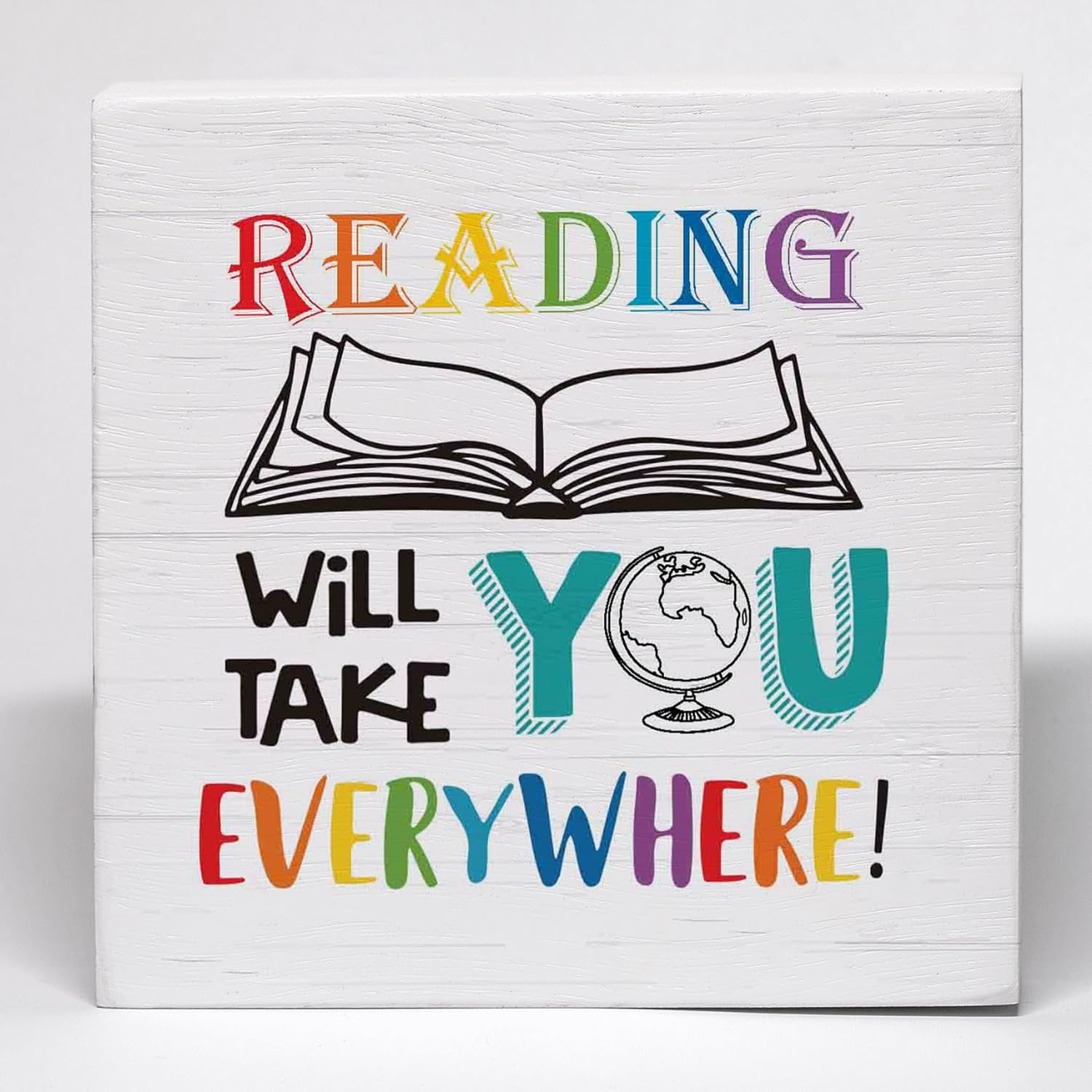 Wood Box Sign 7x7 Inch Reading Corner Decor Wood Box Sign Reading Nook ...
