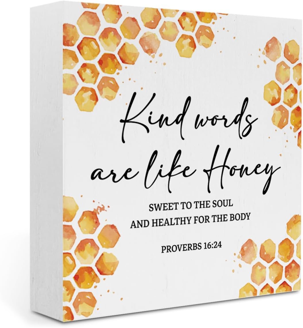 Wood Box Sign 7x7 Inch Religious Christian Bee Decor Wood Box Sign ...