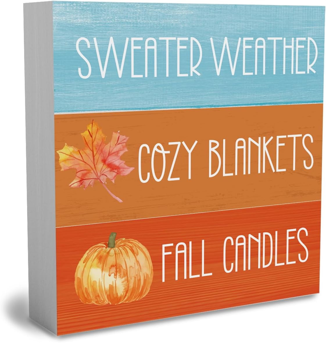 Wood Box Sign 7x7 Inch Rustic Autumn Wood Box Sign Farmhouse Retro ...
