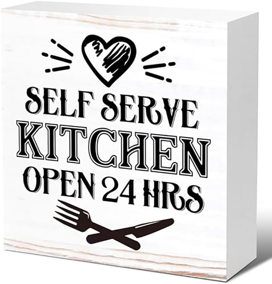 Wood Box Sign 7x7 Inch Rustic Kitchen Desk Decor Kitchen Decoration ...