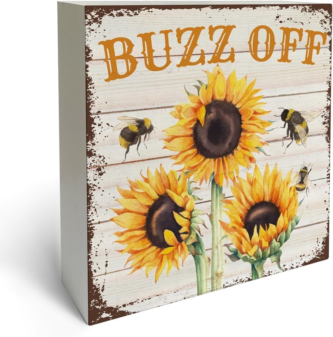 Wood Box Sign 7x7 Inch Rustic Style Sunflower Box Sign Wood Desk Sign ...