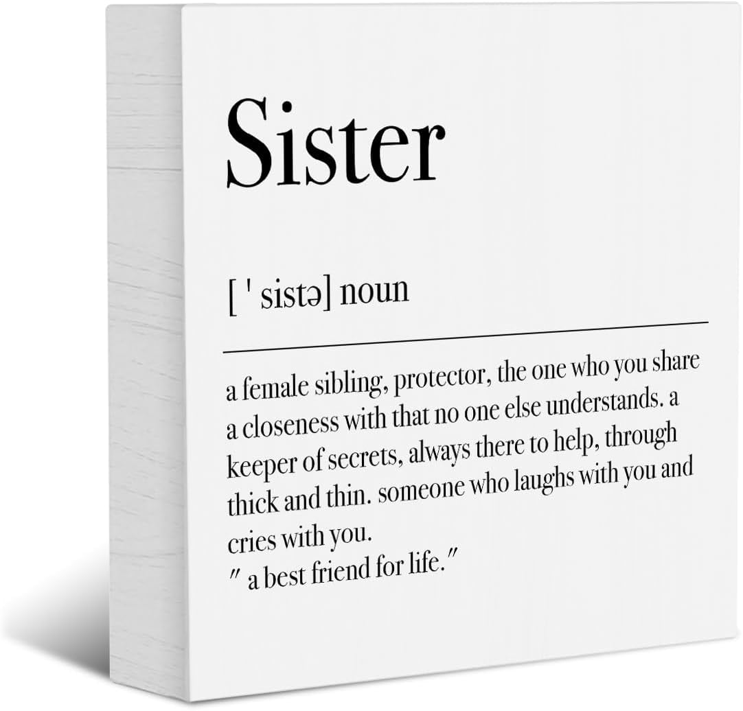 Wood Box Sign 7x7 Inch Sister Gifts Decorative Wooden Box Sign Sister ...