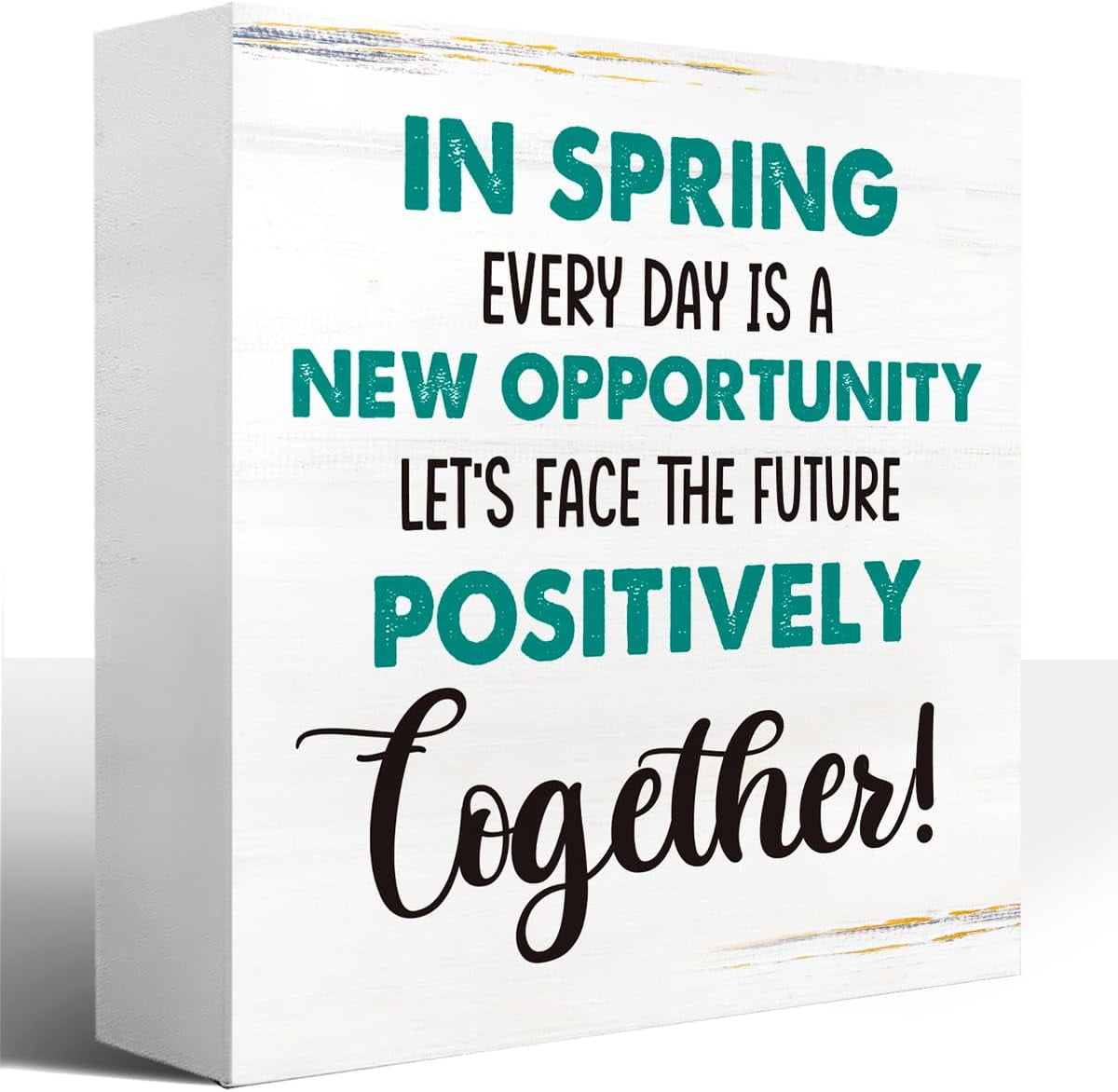 Wood Box Sign 7x7 Inch Spring Wooden Desk Sign Inspirational Spring ...