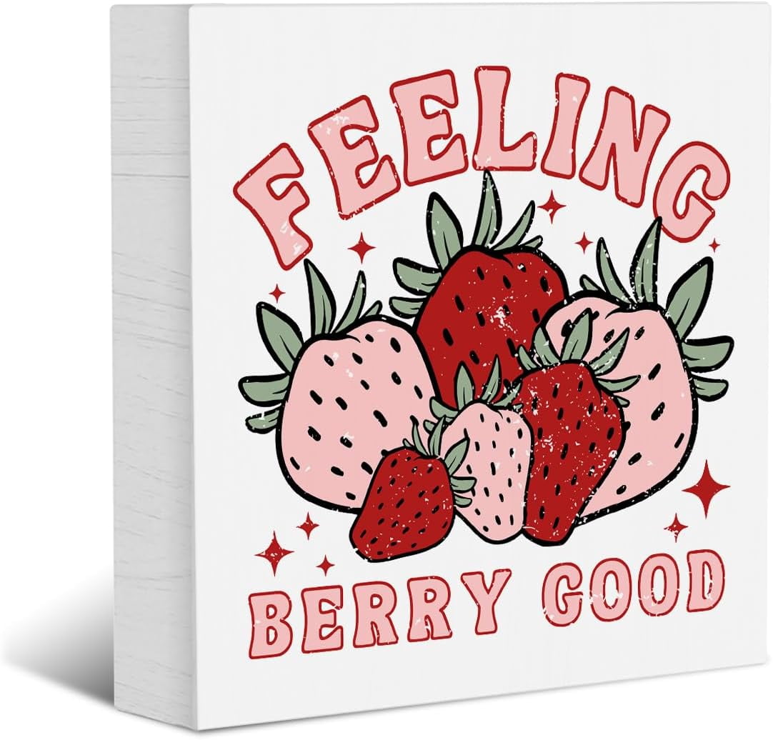 Wood Box Sign 7x7 Inch Strawberry Decor Wood Box Signs Strawberry Gifts ...