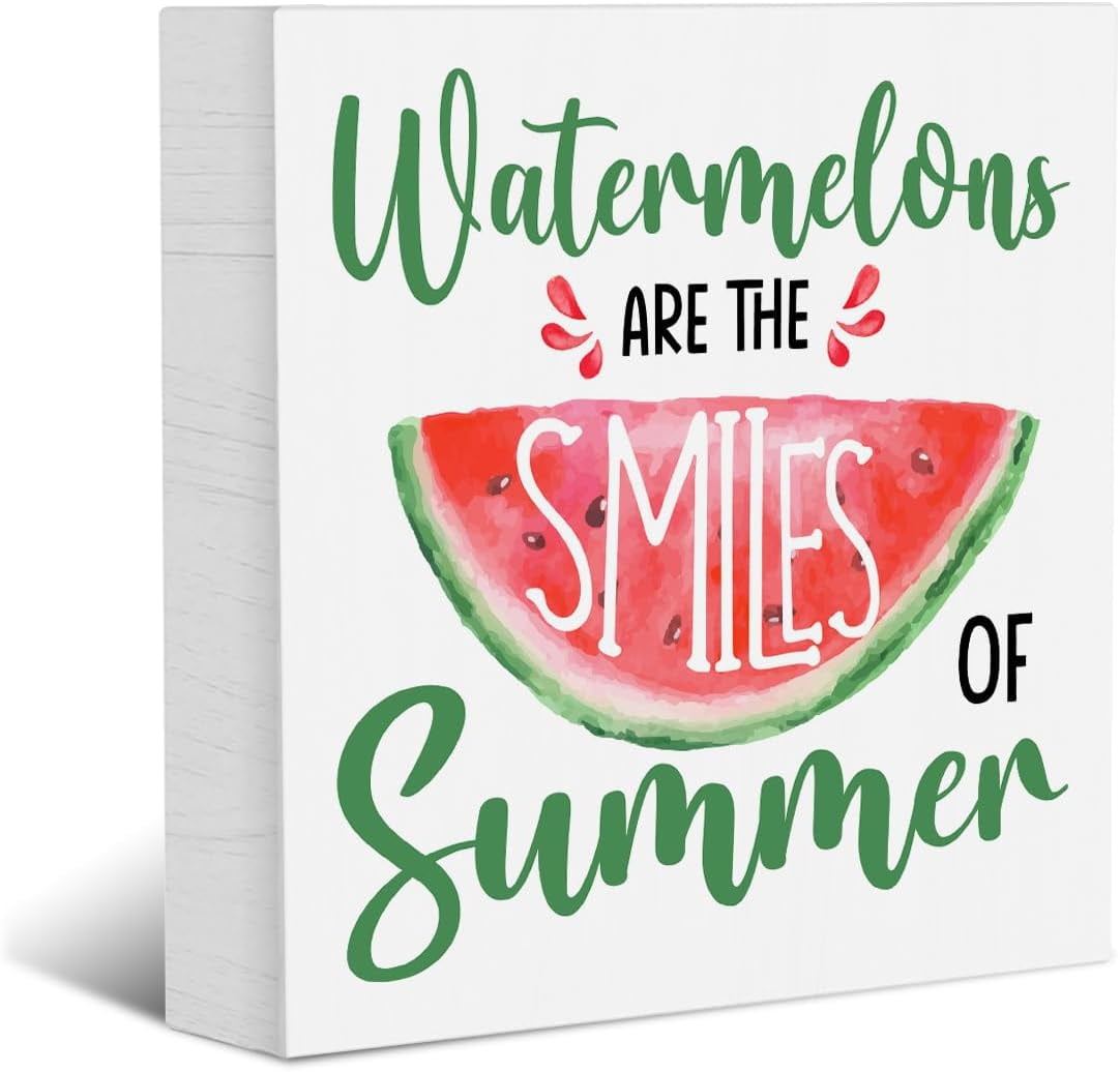 Wood Box Sign 7x7 Inch Summer Decor Watermelon Wood Box Signs ...