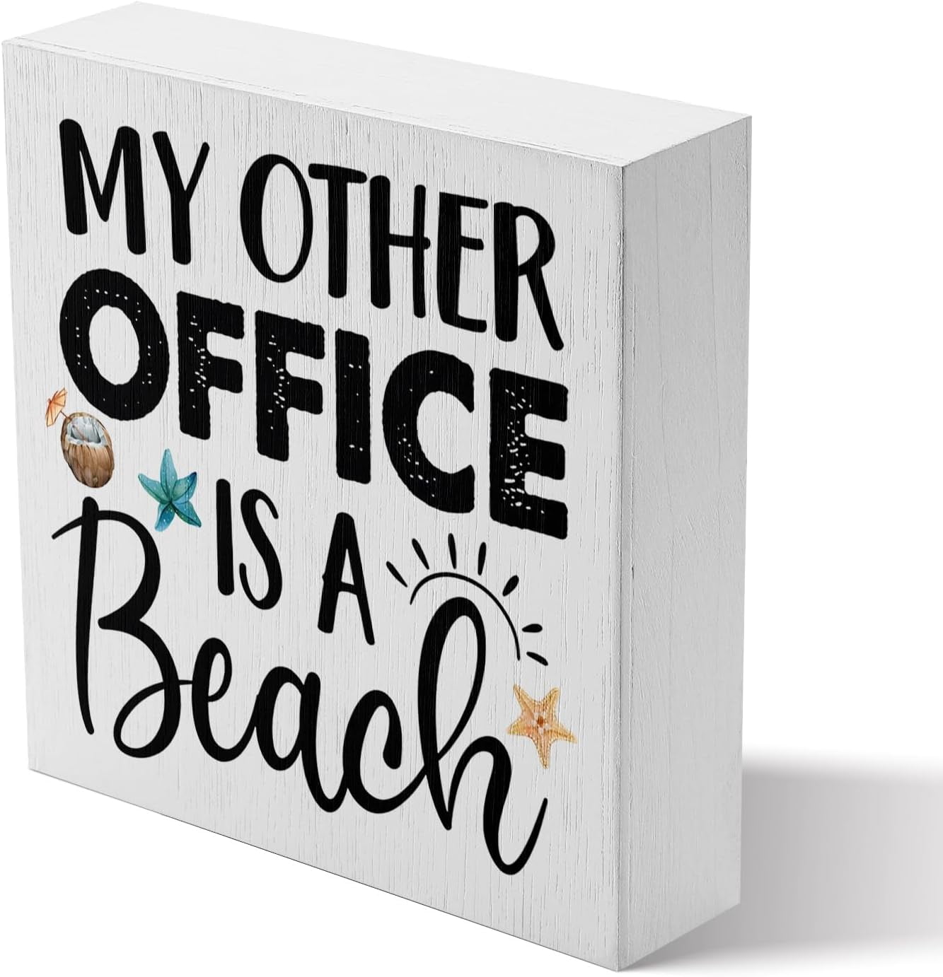Wood Box Sign 7x7 Inch Summer Signs My Other Office Is A Beach Wooden ...