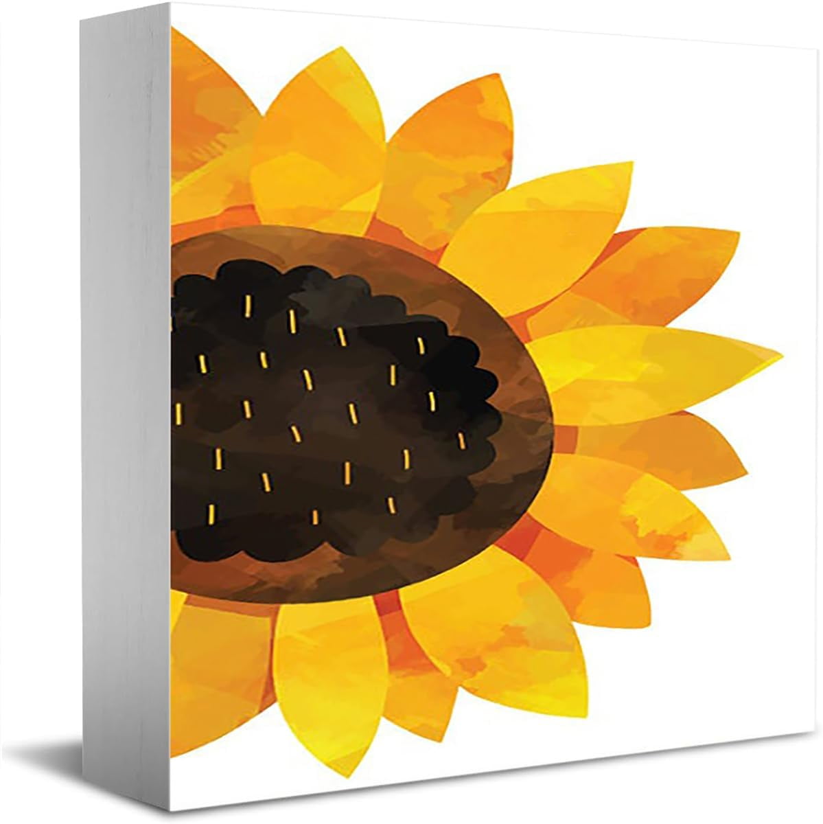 Wood Box Sign 7x7 Inch Summer Sunflower Wood Block Plaque Box Signs ...