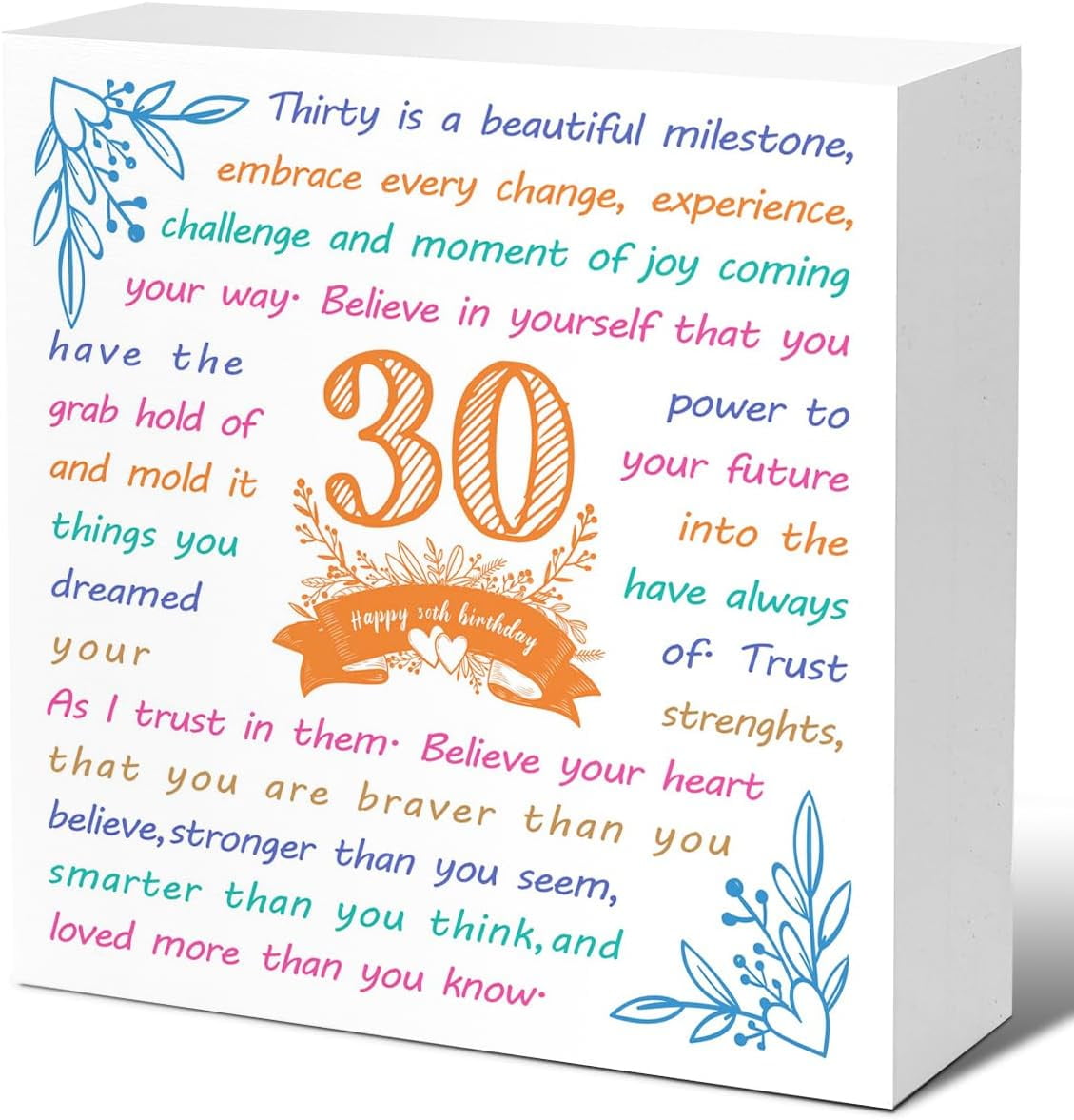 Wood Box Sign 7x7 Inch Sweet 30th Birthday Gift Wood Block Signs Happy ...