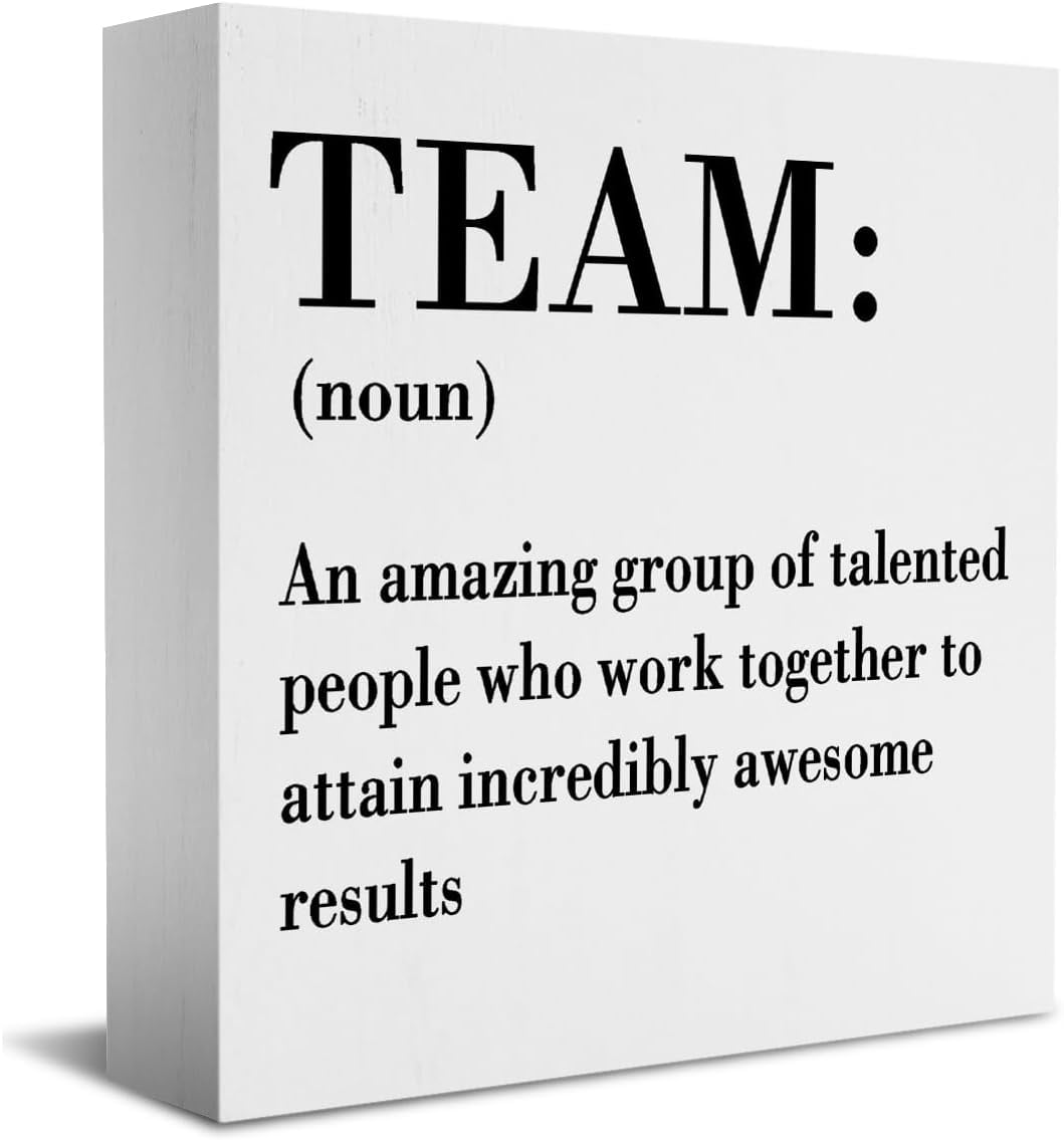 Wood Box Sign 7x7 Inch Team Noun Office Desk Decor Wooden Box Sign ...