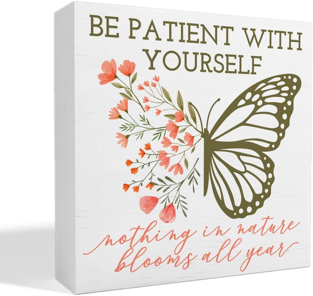 Wood Box Sign 7x7 Inch Therapy Office Desk Decor Mental Health Decor ...