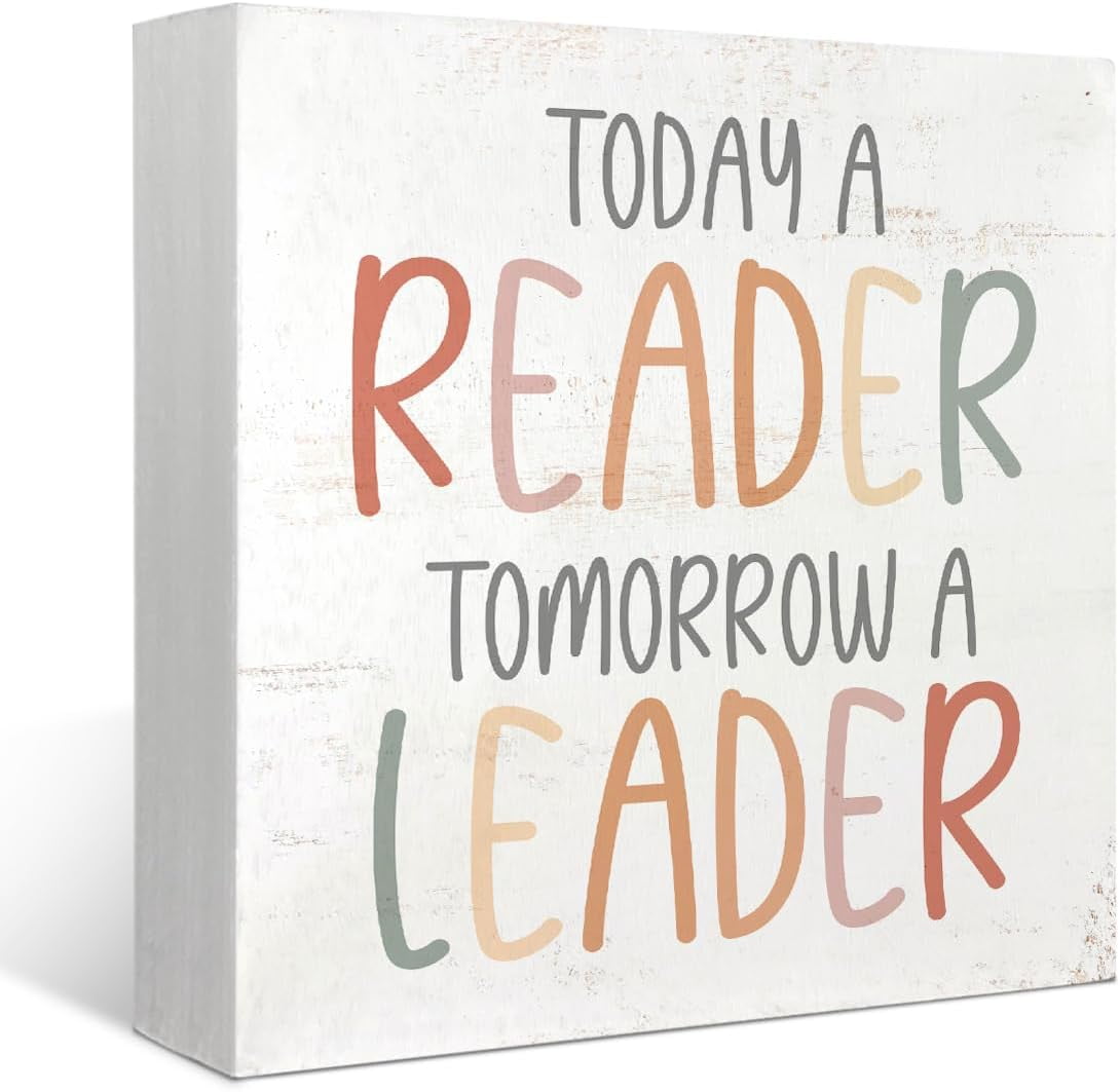 Wood Box Sign 7x7 Inch Today Is Reader Tomorrow A Leader Desk Decor ...