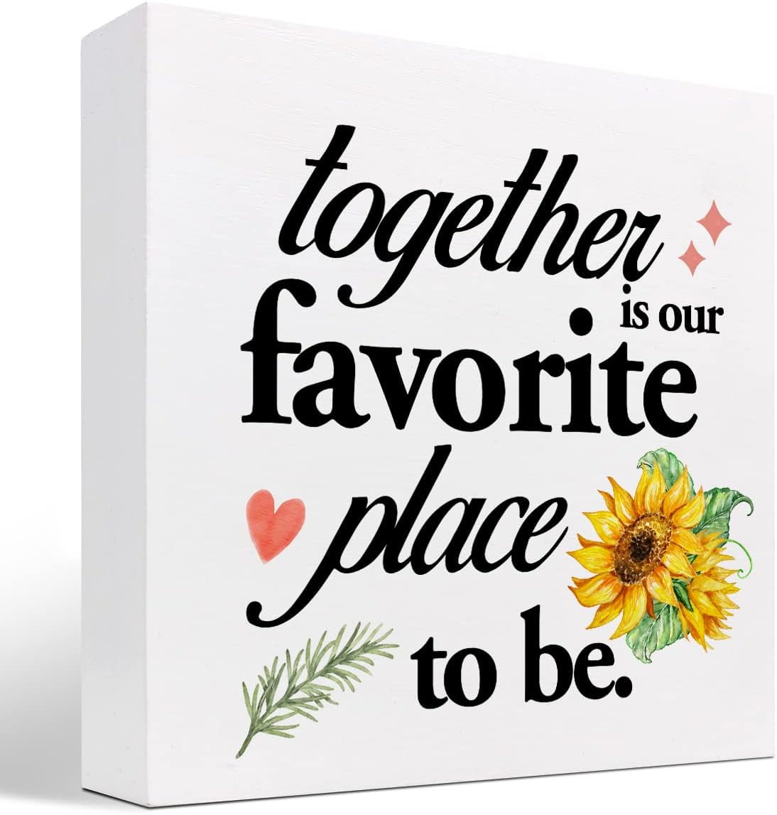 Wood Box Sign 7x7 Inch Together Is Our Favorite Place To Be Wooden Box ...