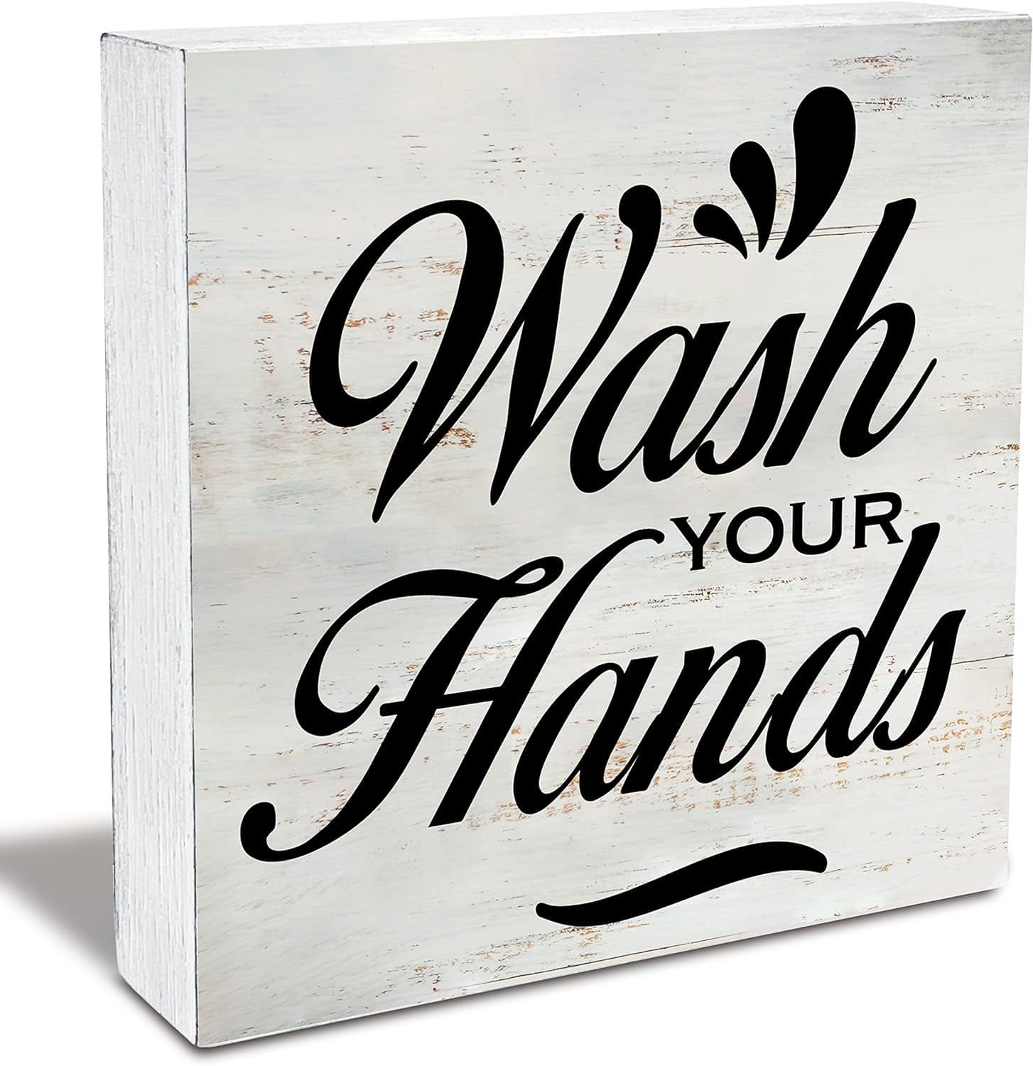 Wood Box Sign 7x7Inch Wash Your Hands Wood Box Sign Rustic Wooden Box ...