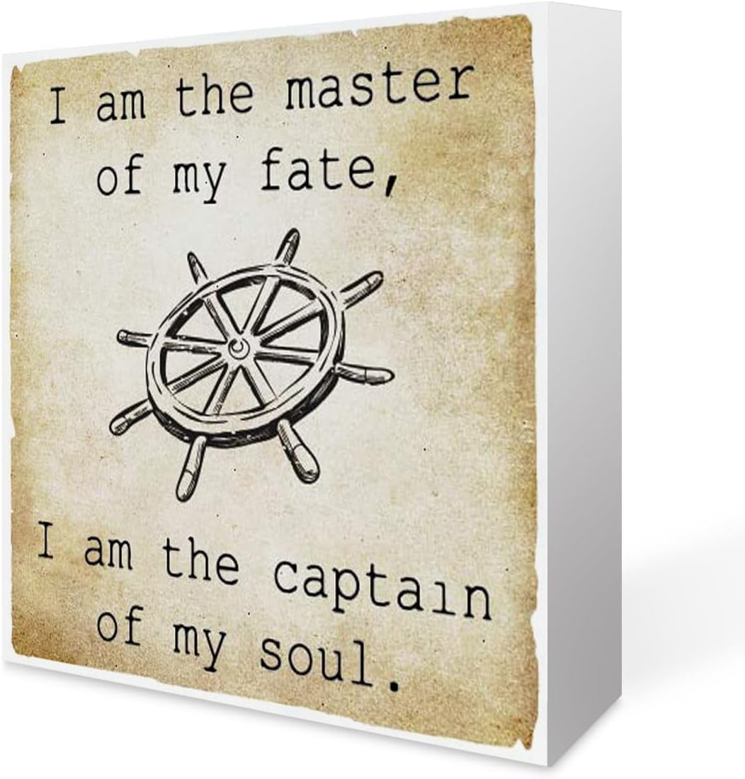 Wood Box Sign 7x7 Inch William Ernest Henley Quote Desk Wooden Sign ...