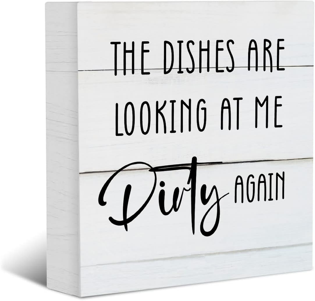 Wood Box Sign 7x7 Inch Wooden Box Sign Farmhouse Home Decor Wood Block ...