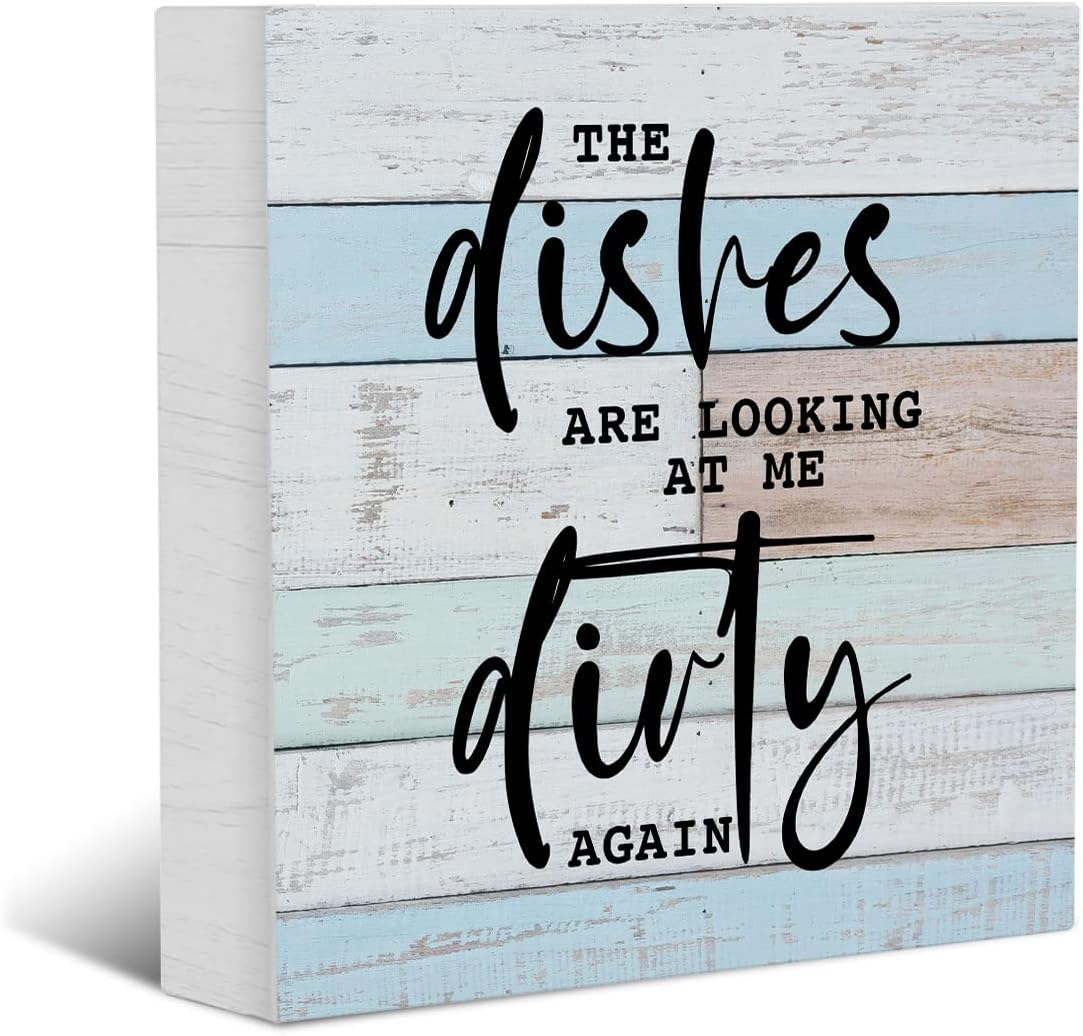 Wood Box Sign 7x7 Inch Wooden Box Sign Farmhouse Home Decor Wood Block ...