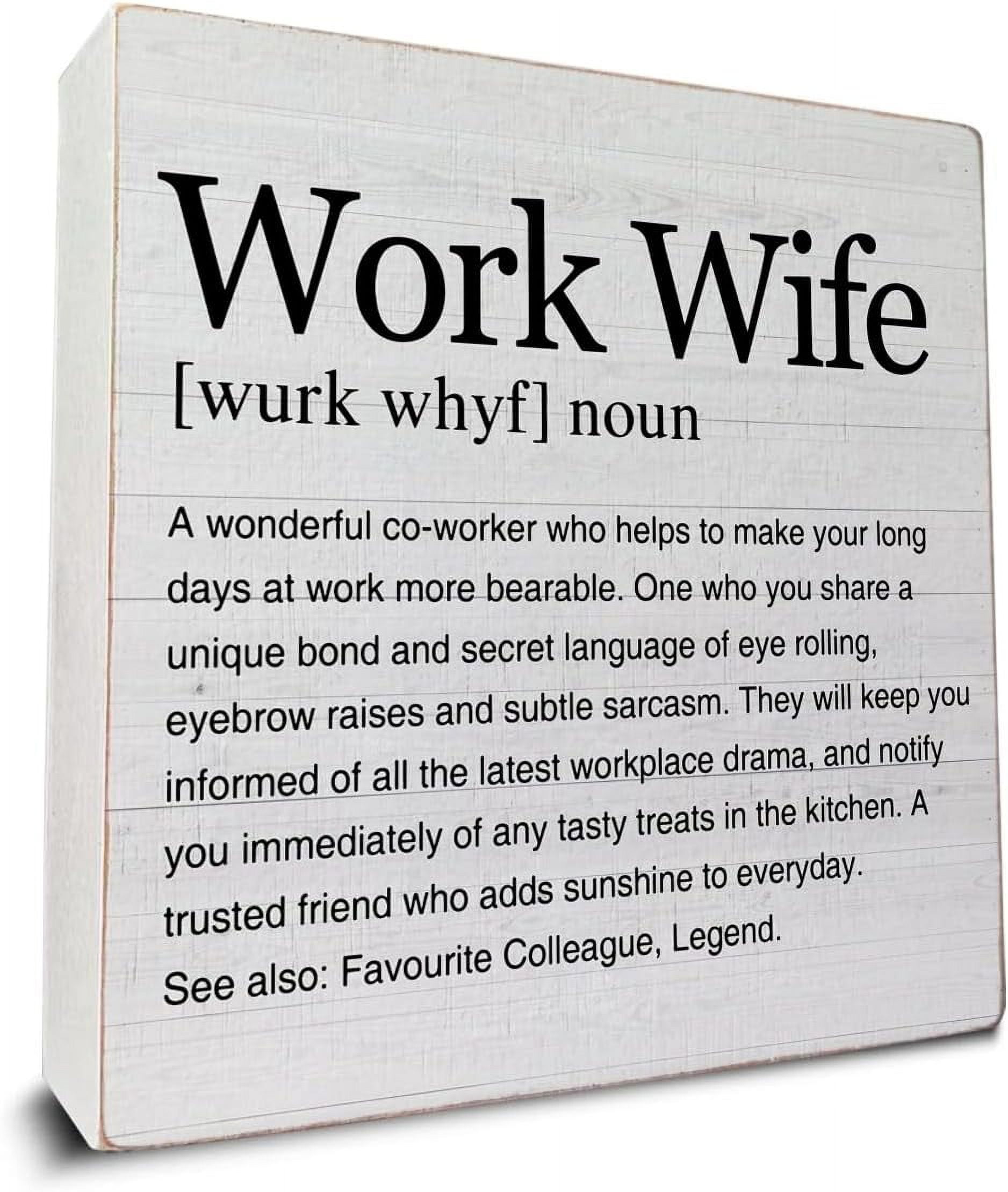 Wood Box Sign 7x7 Inch Work Wife Gifts For Women Work Wife Definition ...