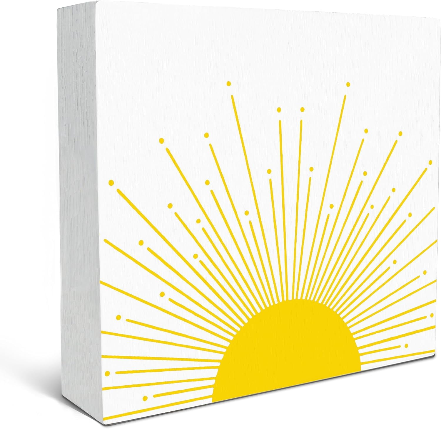 Wood Box Sign 7x7Inch Abstract Boho Yellow Sun Sunrise Sunshine Sunray ...