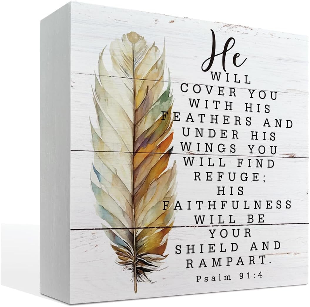 Wood Box Sign 7x7Inch Christian Decor Box Sign Tabletop Decor Wood Sign ...