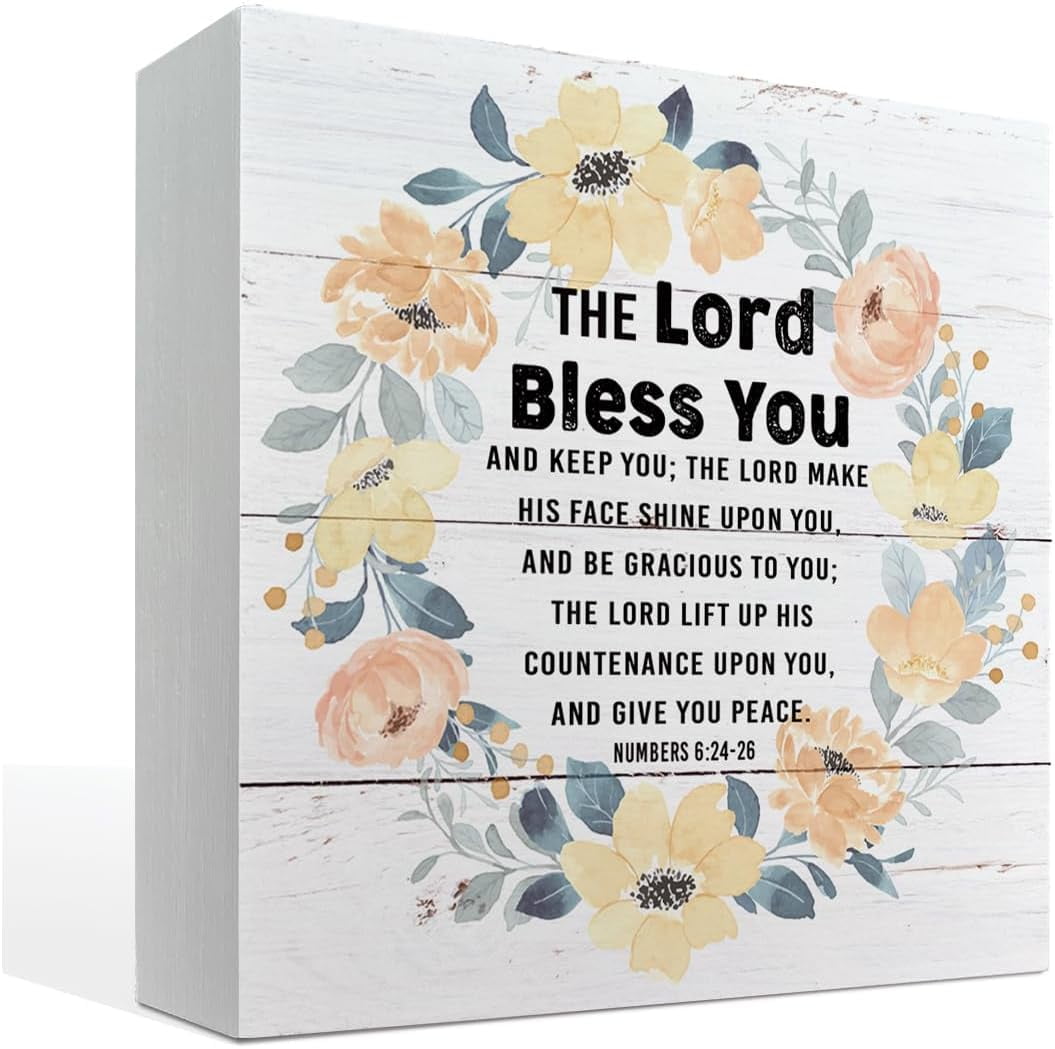 Wood Box Sign 7x7Inch Christian Decor Box Sign Tabletop Decor Wooden ...